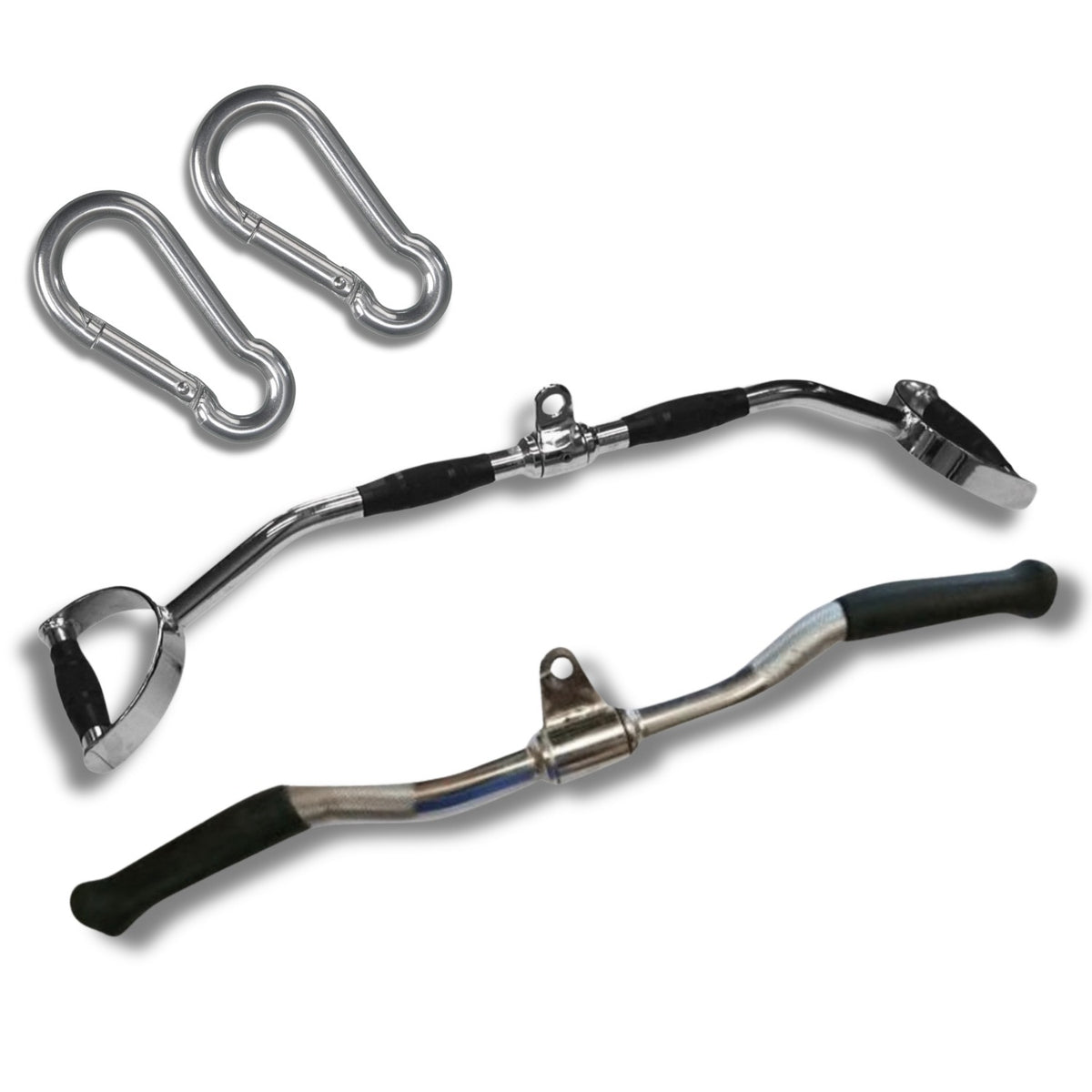 Gym Cable Attachment Combo – Revolving Curl Bar & Multi-Grip Bar with ...