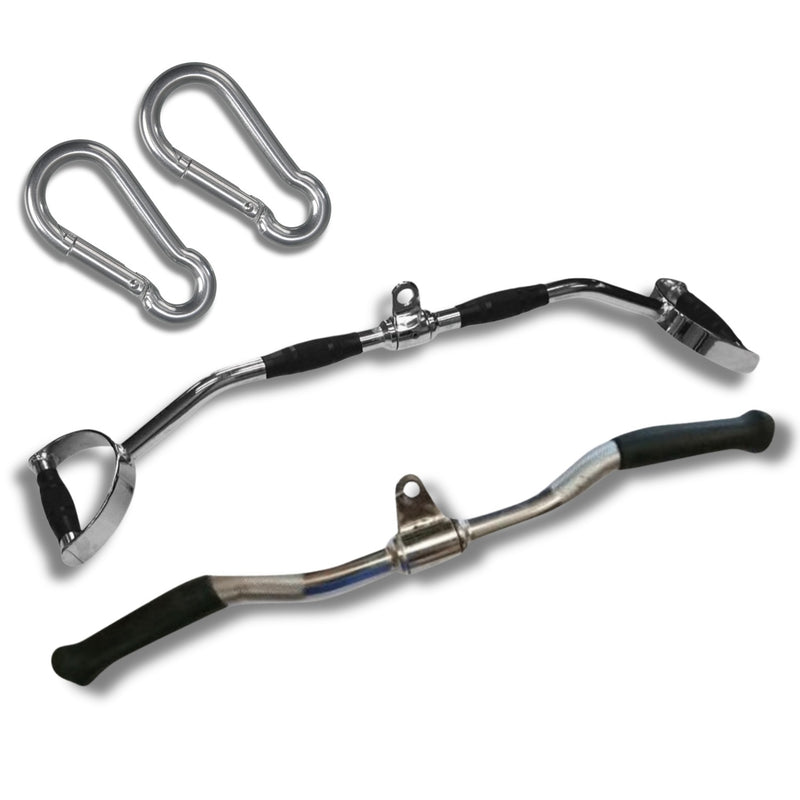 Gym Cable Attachment Combo – Revolving Curl Bar & Multi-Grip Bar with ...